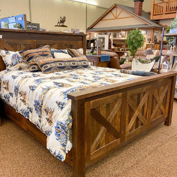 Barnwood Barndoor Style Bed – Rustic Ranch Furniture and Decor