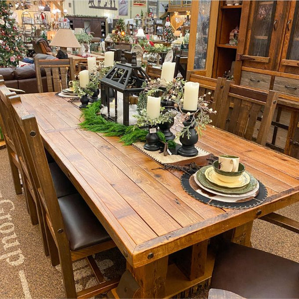 WINDY STABLES KING RANCH 9' DINING TABLE – Rustic Ranch Furniture and Decor