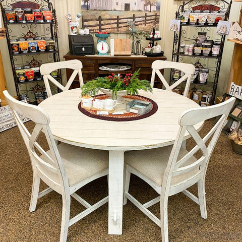 Farmhouse Round Dining Table Three Colours Rustic Ranch Furniture and Decor